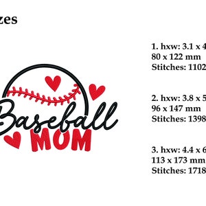 Baseball Mom Embroidery Design, Sports Mom Embroidery Design, 3 Sizes ...