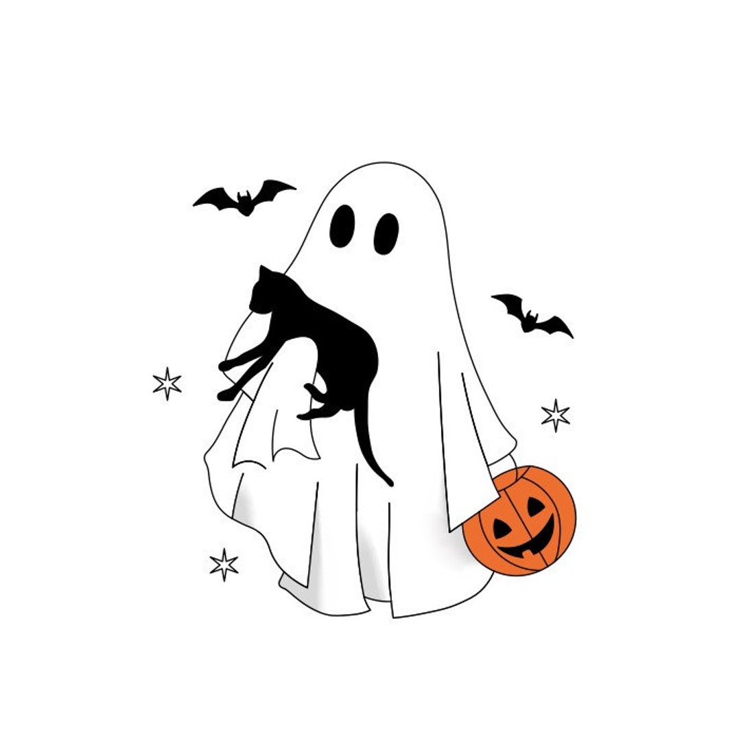 Ghost With Cat Png, Ghost Cats Png, Cute Cats Halloween Design ...