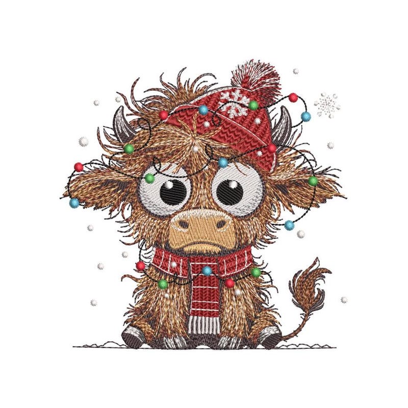 Machine Embroidery Christmas Cow - Etsy