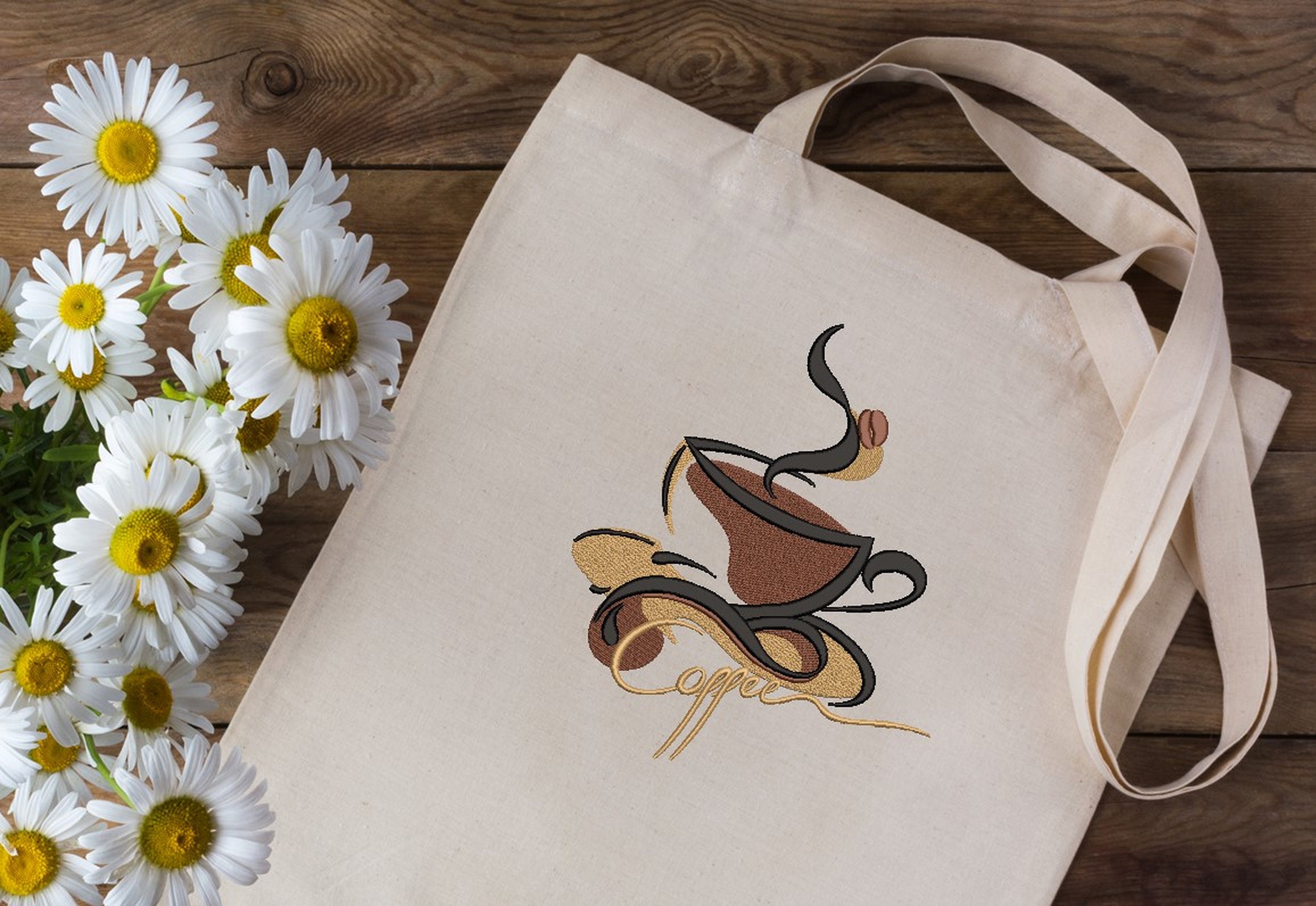 Coffee Embroidery Design 3 Sizes Instant Download - Etsy