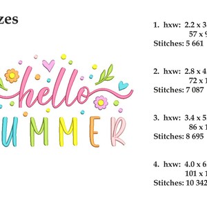 Hello Summer Machine Embroidery Design, 4 Sizes, Instant Download - Etsy