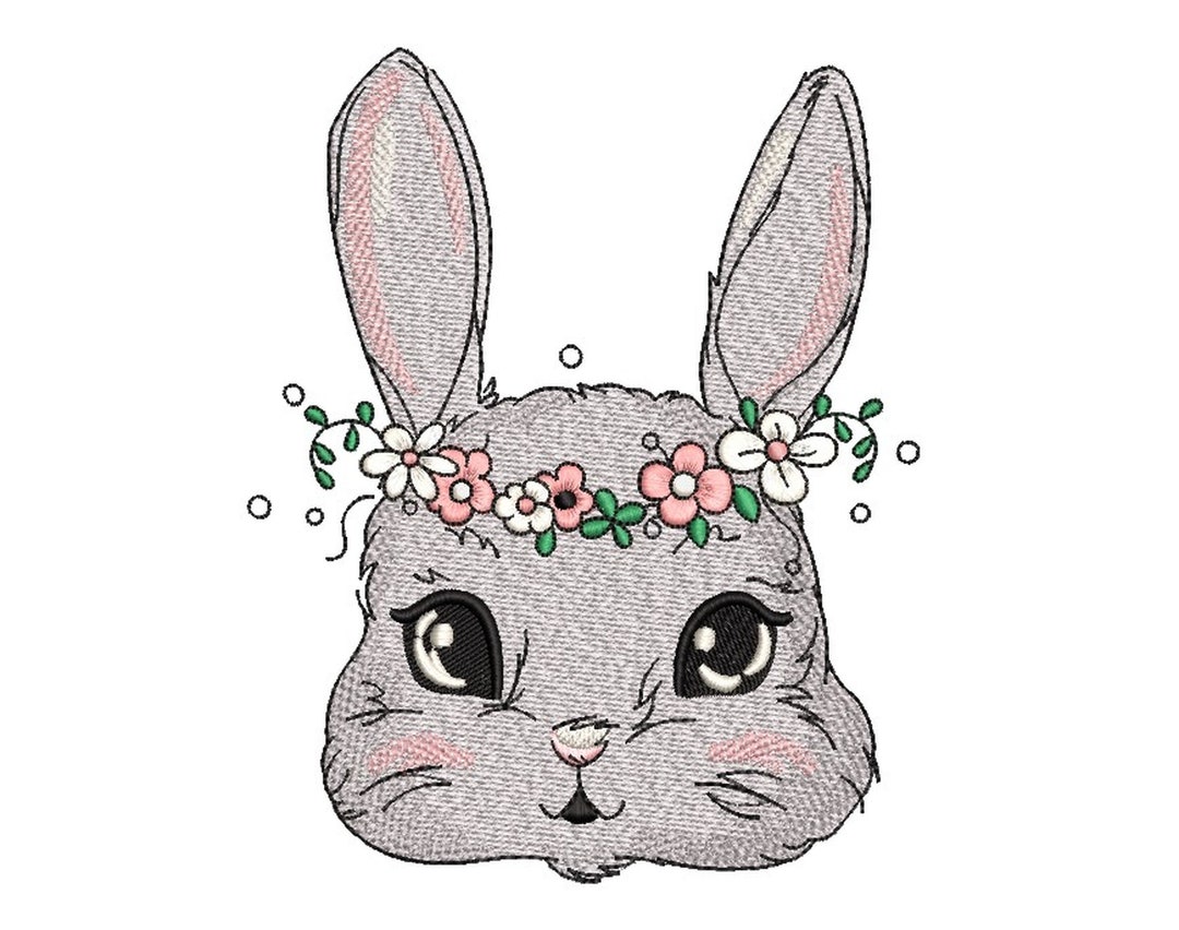 Easter Floral Rabbit Embroidery Design, 3 Sizes, Instant Download - Etsy