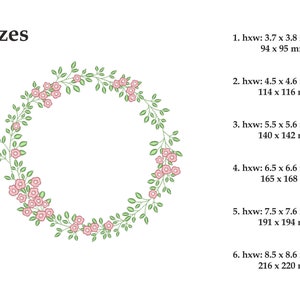 Flower Wreath Embroidery Design, 6 Sizes, Instant Download - Etsy