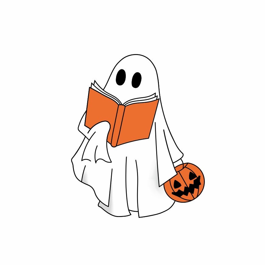 Cute Ghost Reading Book Png, Halloween Ghost Png, Ghost Png, Stay ...
