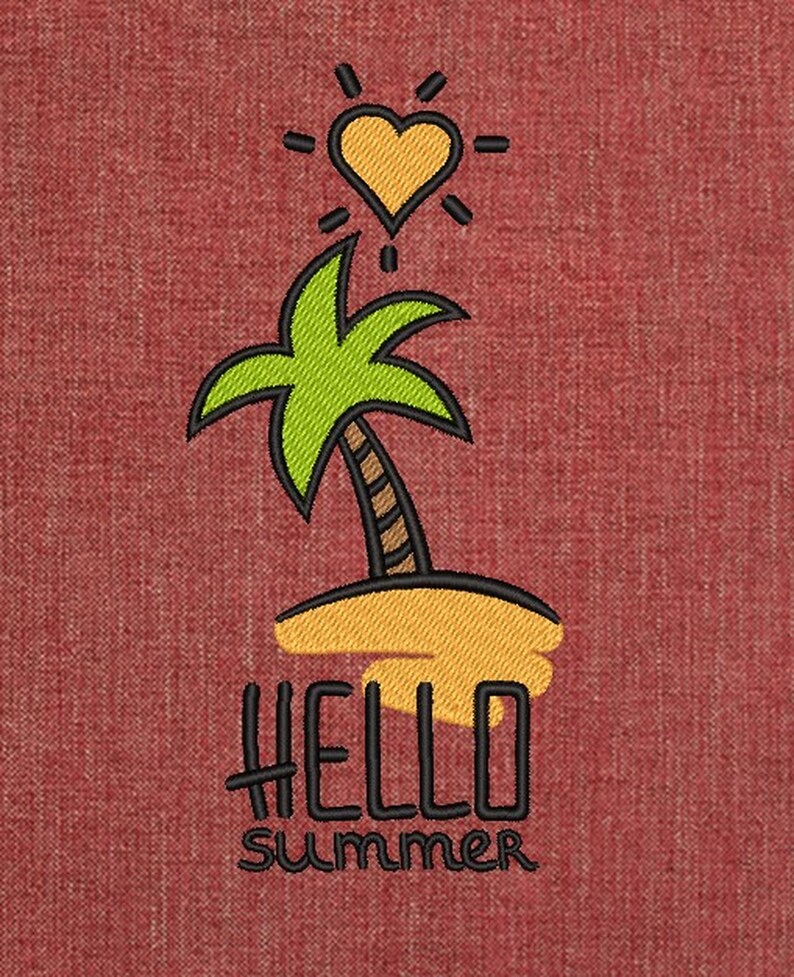 Summer Machine Embroidery Design Beach Embroidery Design - Etsy