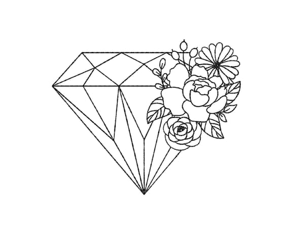 Flower Diamond Embroidery Design 4 Sizes Instant Download - Etsy
