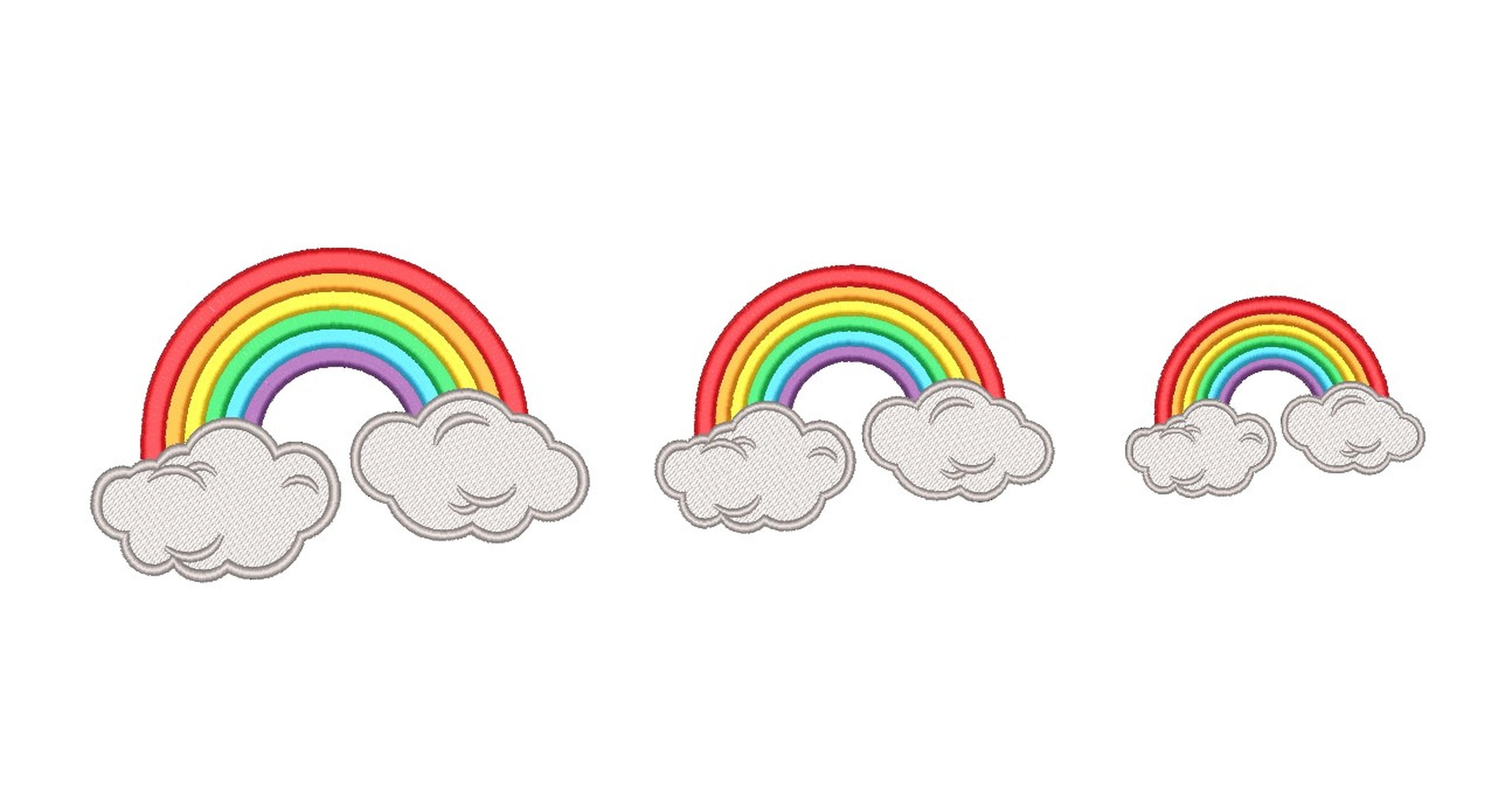 Rainbow Embroidery Design 3 Sizes | Etsy