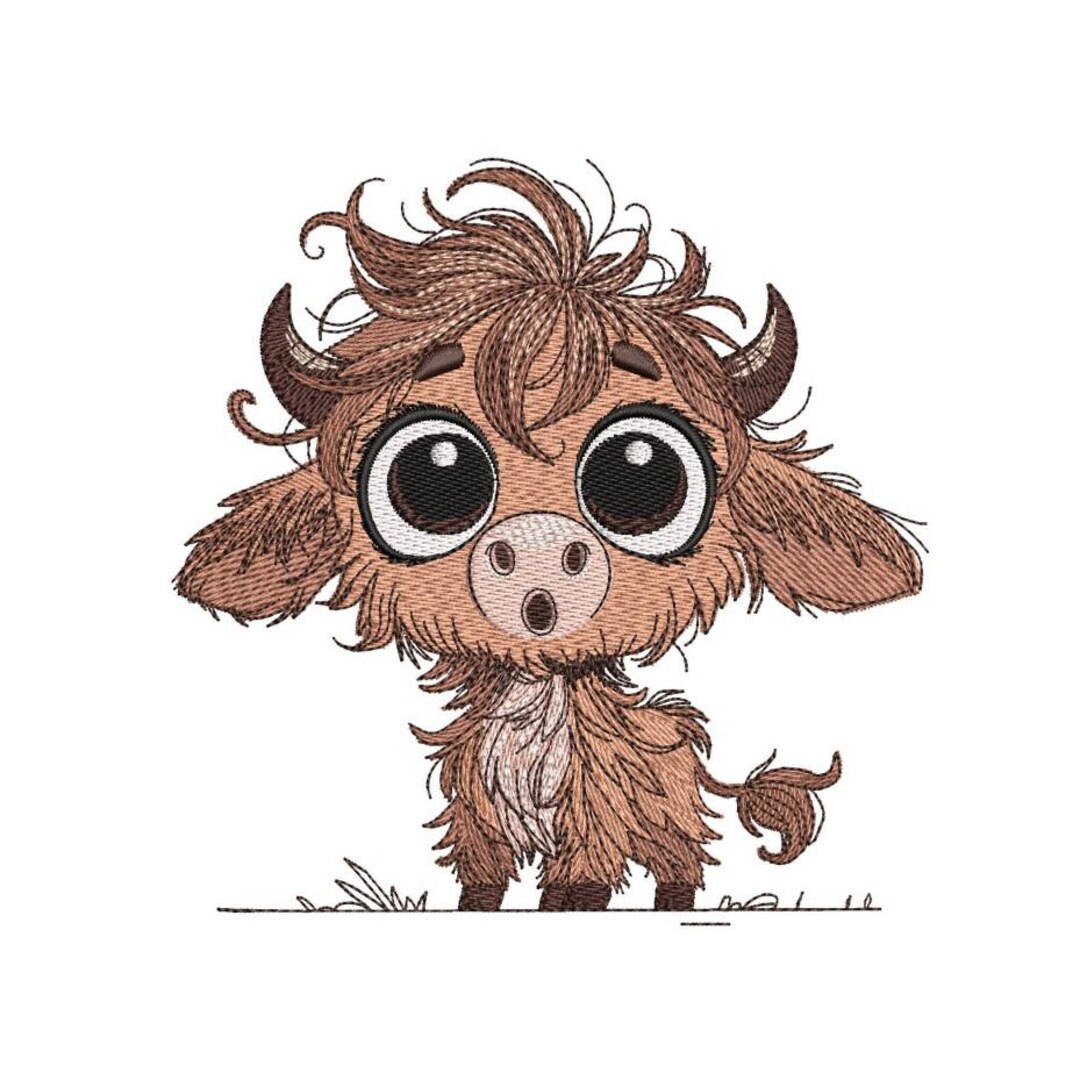 Baby Highland Cow Embroidery Design, Farm Animal Embroidery File, 3 ...