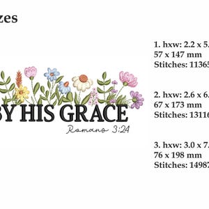 By His Grace Flower Machine Embroidery Design, 3 Sizes, Instant ...