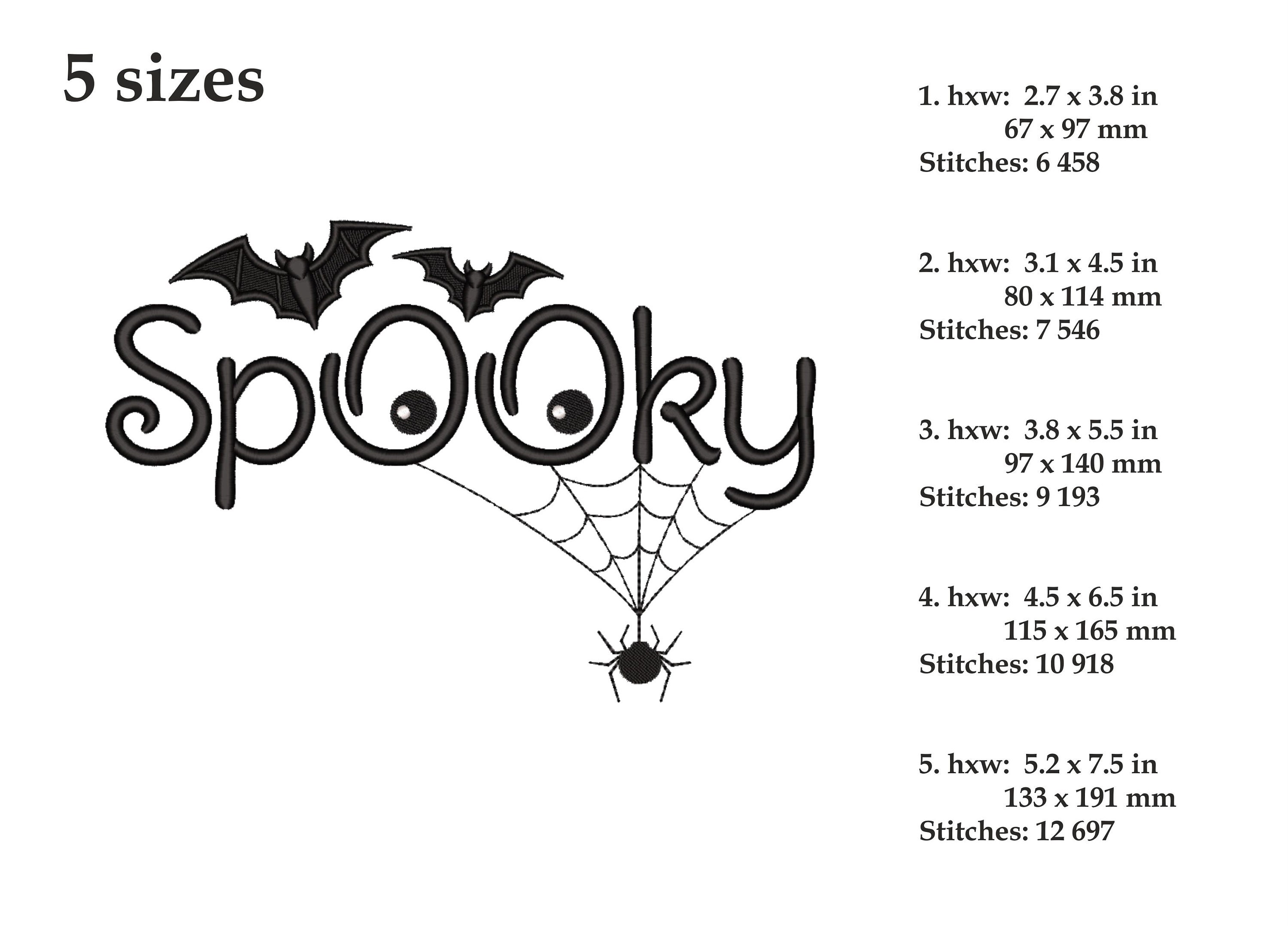 Spooky Embroidery Design Halloween Embroidery File 5 Sizes - Etsy