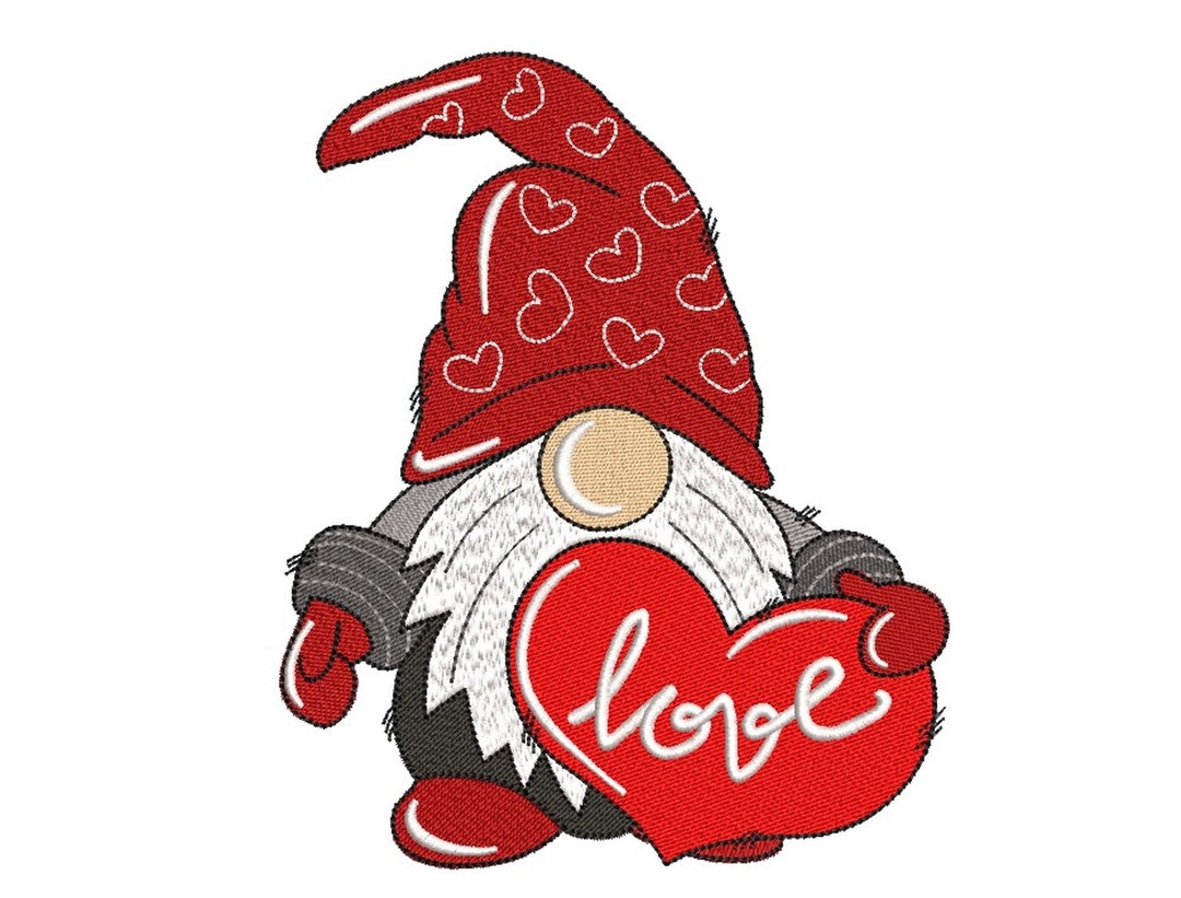 Valentine Gnome Embroidery Design, Happy Valentine's Day Embroidery ...