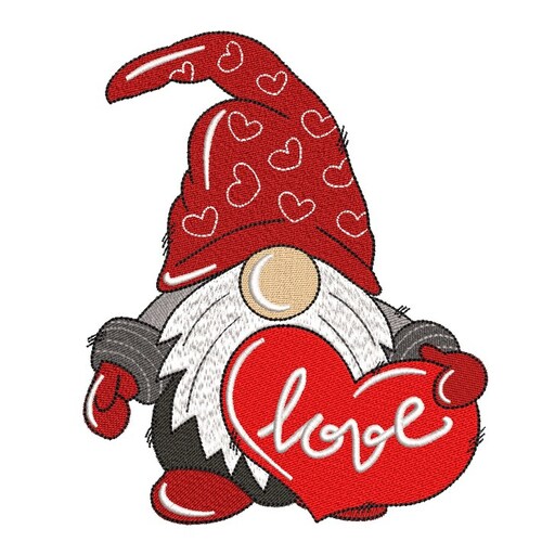 Valentine Gnome Embroidery Design Happy Valentine's Day - Etsy