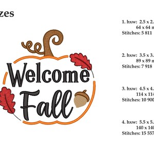Welcome Fall Embroidery Design, 4 Sizes, Instant Download - Etsy