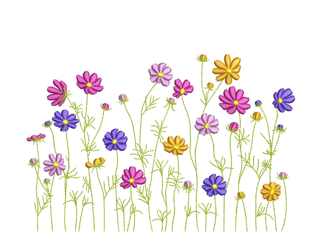 Flowers Machine Embroidery Design, 5 Sizes, Instant Download - Etsy