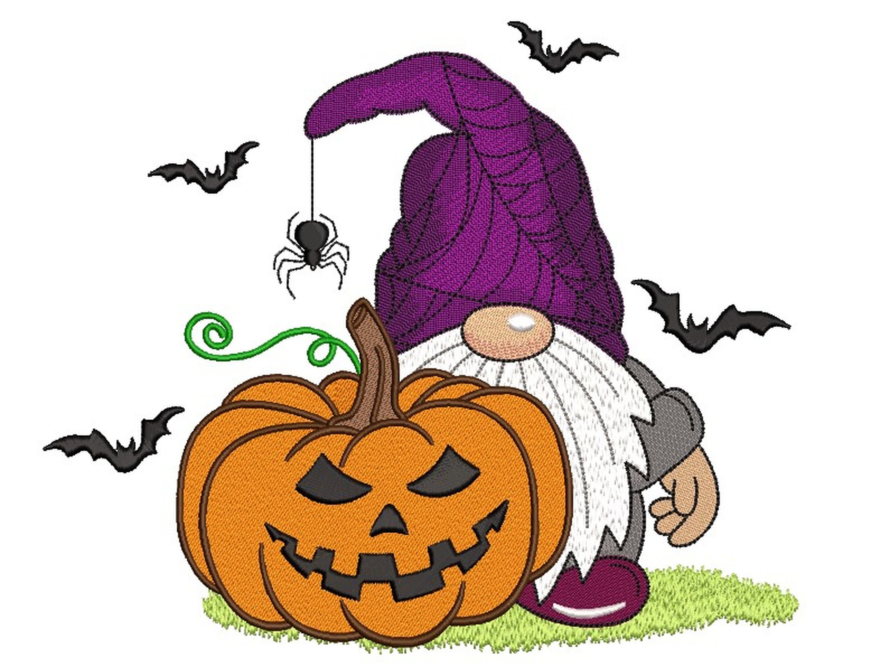 Halloween Gnome Embroidery Design 4 Sizes Instant Download - Etsy