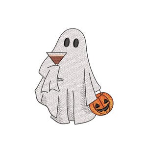 Ghost With Glass of Wine Embroidery Design, Halloween Machine ...
