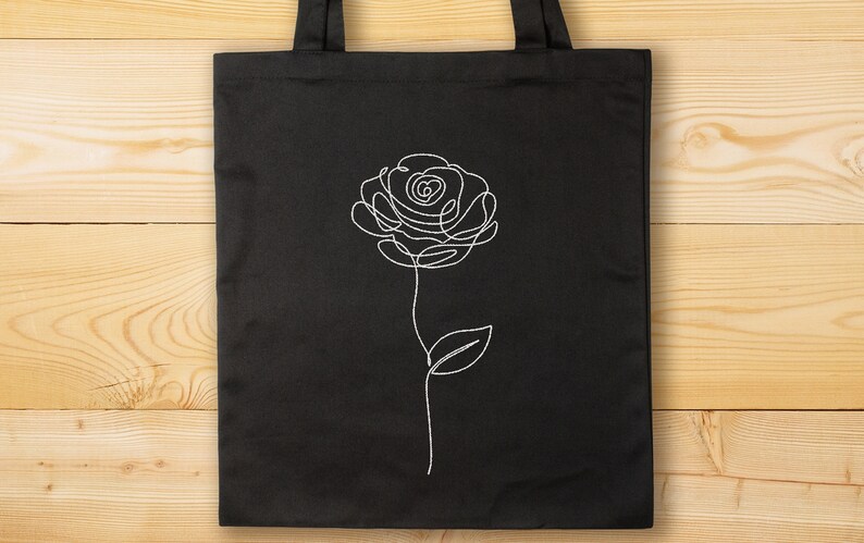 One Line Rose Machine Embroidery Design 5 Sizes Instant | Etsy