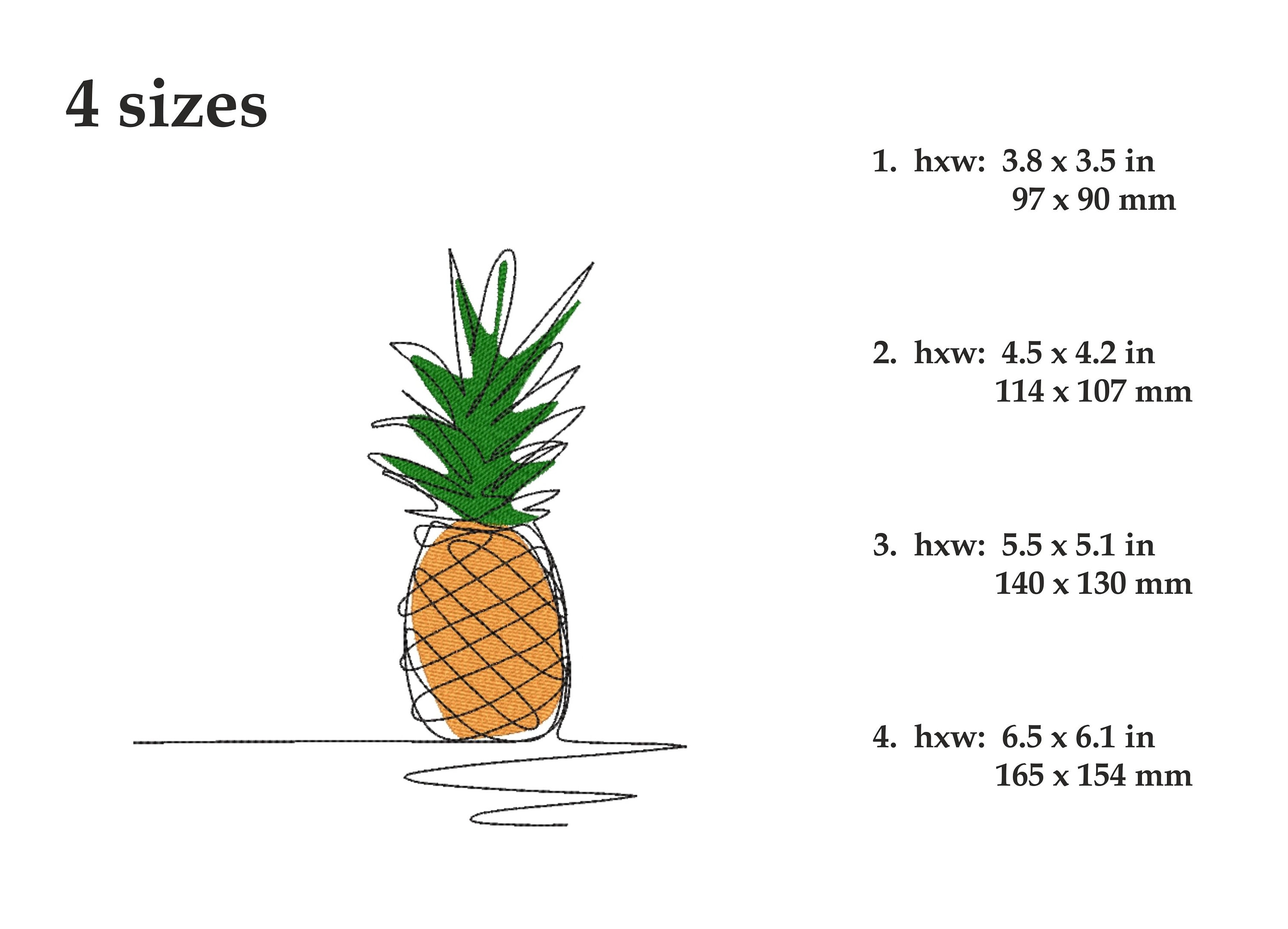 Pineapple Embroidery Design 4 Sizes Instant Download - Etsy