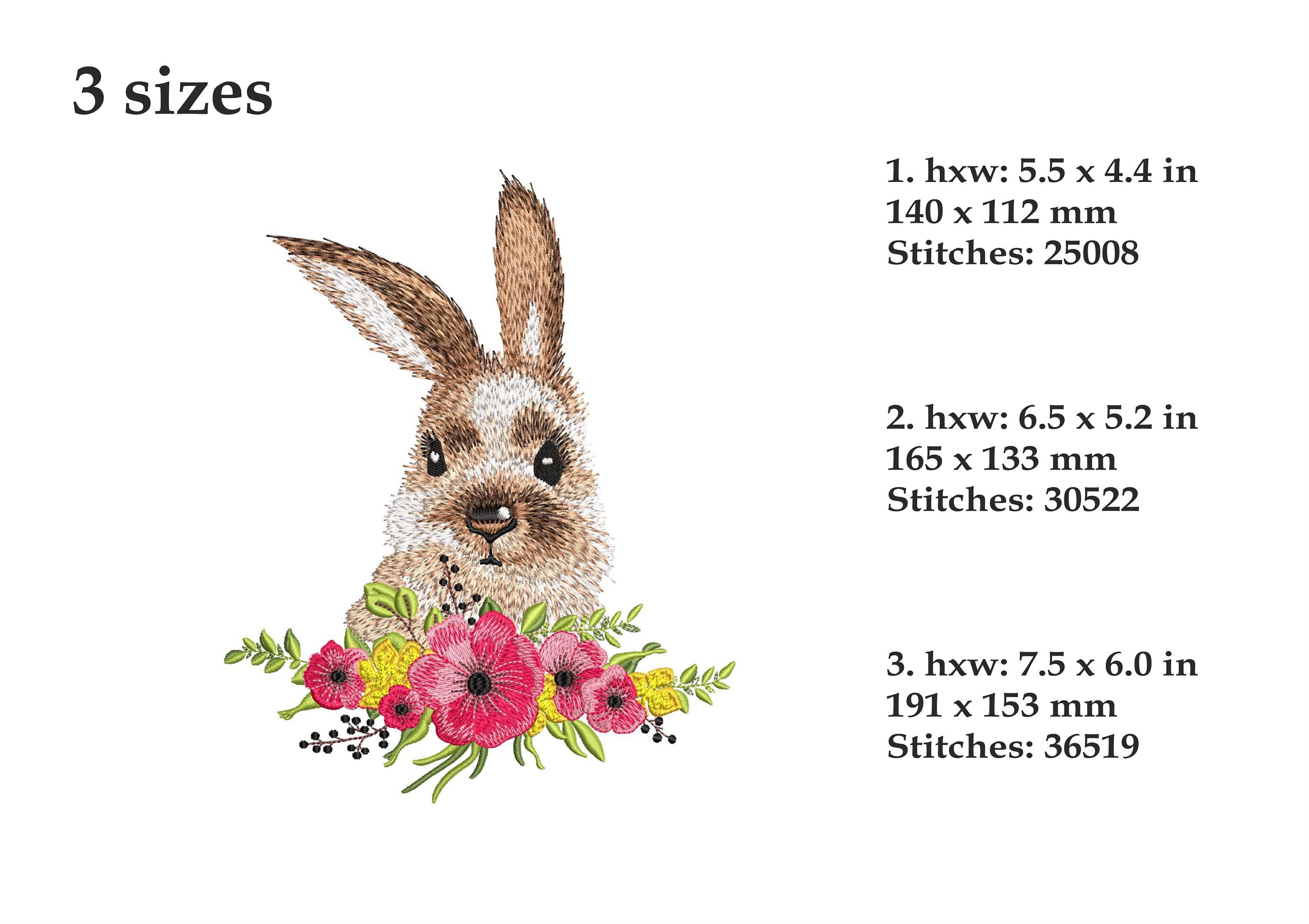 Bunny Embroidery Design 3 Sizes Instant Download - Etsy