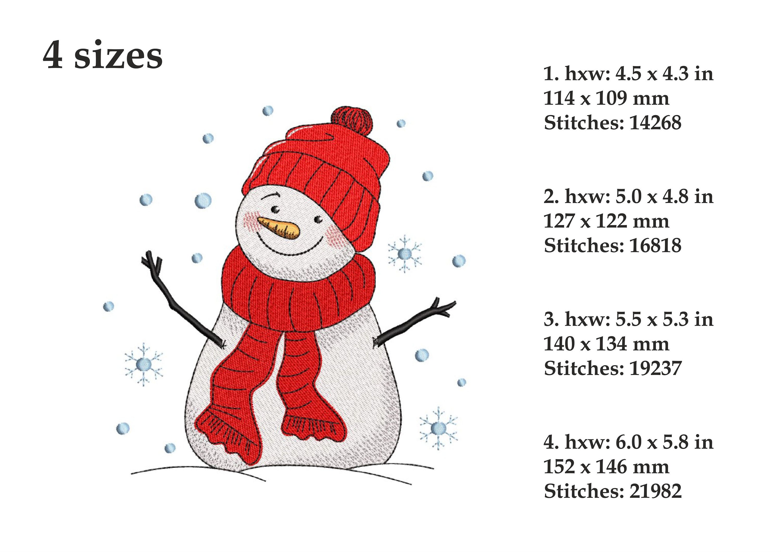 Snowman Embroidery Design Christmas Embroidery File 4 Sizes - Etsy