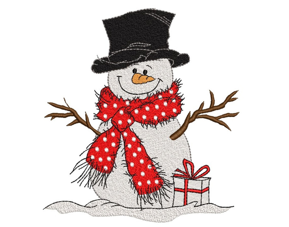 Snowman Embroidery Design Christmas Embroidery File 4 Sizes - Etsy