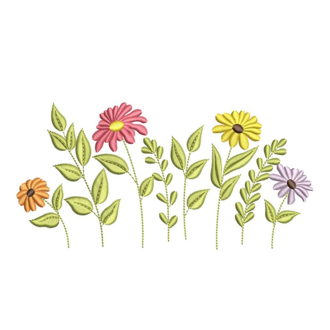 Flowers Machine Embroidery Design, 3 Sizes, Instant Download - Etsy
