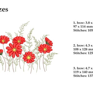 Wildflowers Machine Embroidery Design, 3 Sizes, Instant Download - Etsy