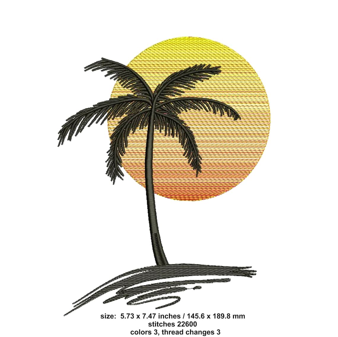 Palm Tree Embroidery Design Summer Embroidery - Etsy