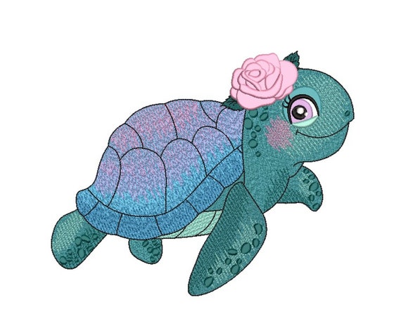 Cute Little Sea Turtle Embroidery Design 3 Sizes Instant - Etsy