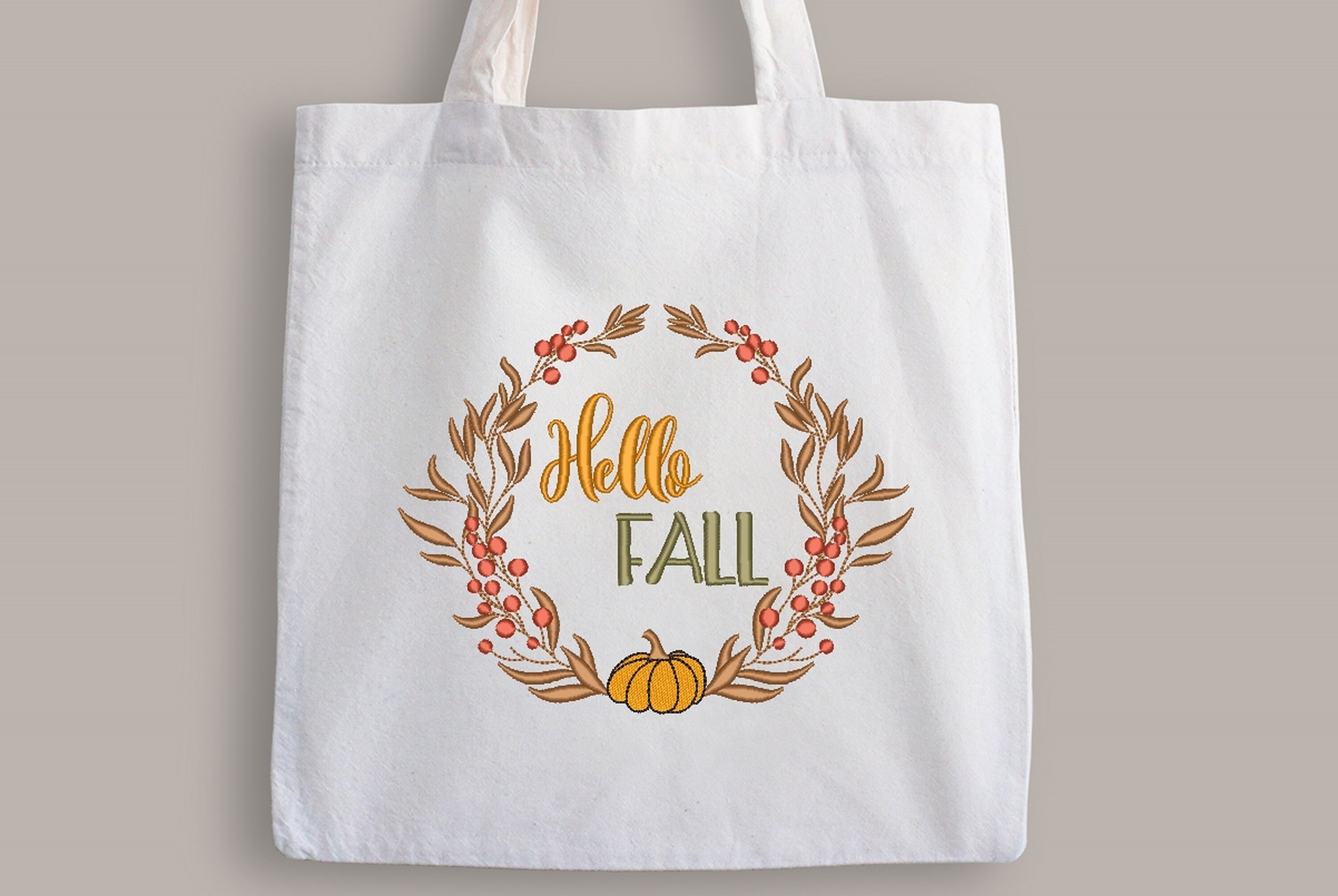 Hello Fall Embroidery Design, Autumn Wreath Embroidery File, 5 Sizes ...