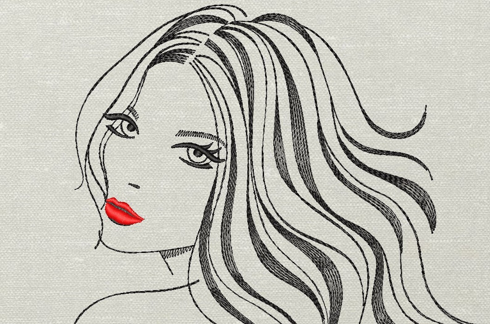 Woman Machine Embroidery Design Instant Download | Etsy