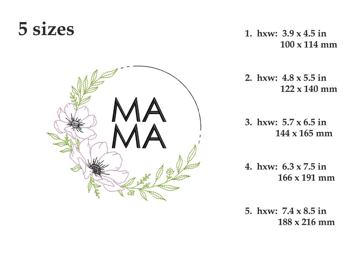 Mama Embroidery Design Mothers Day Embroidery File 5 Sizes - Etsy