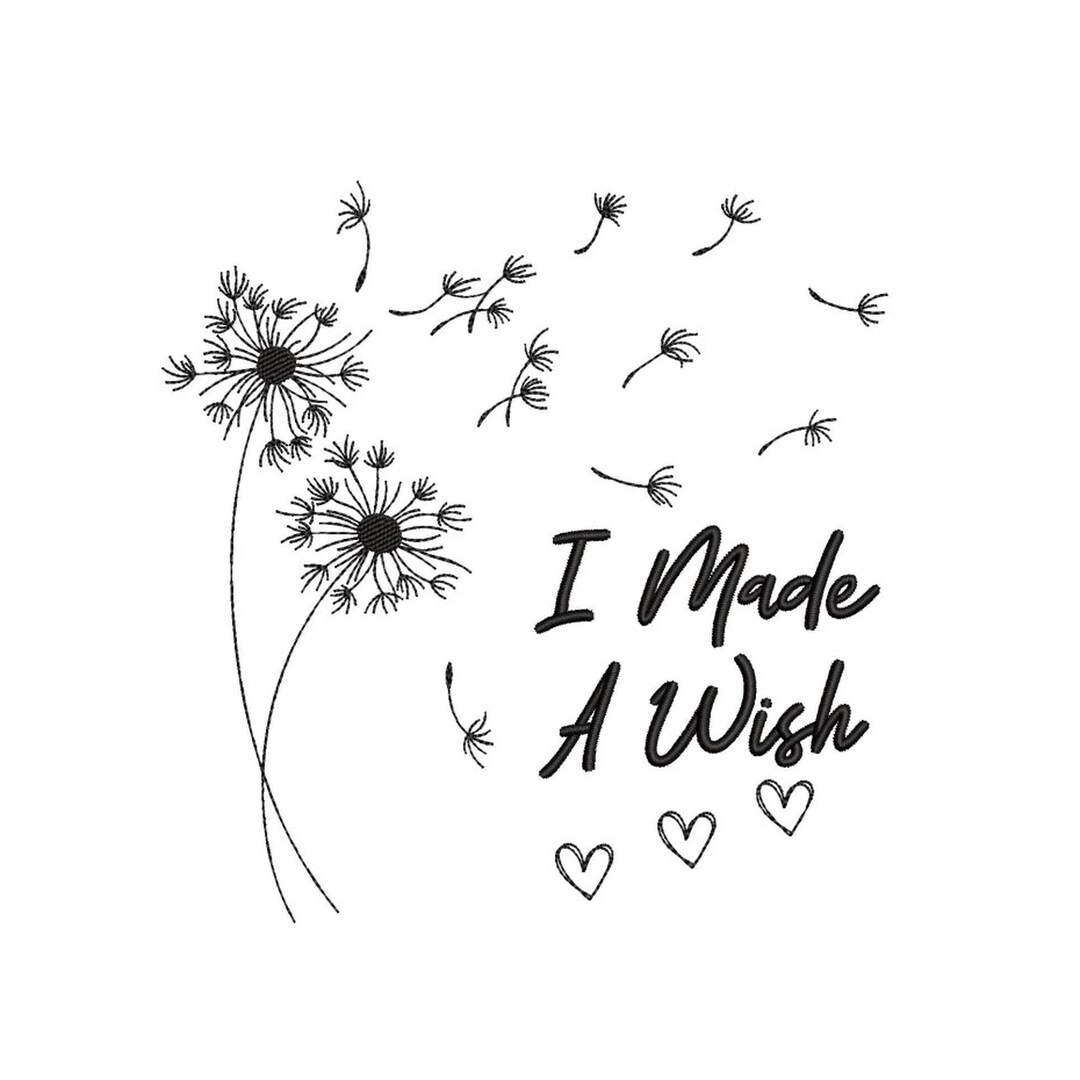I Made A Wish Embroidery Design, Dandelion Embroidery Design, 5 Sizes ...