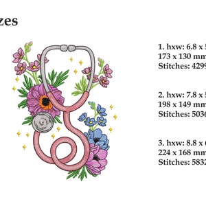 Nurse Embroidery Design, Stethoscope Embroidery File, 3 Sizes, Instant ...