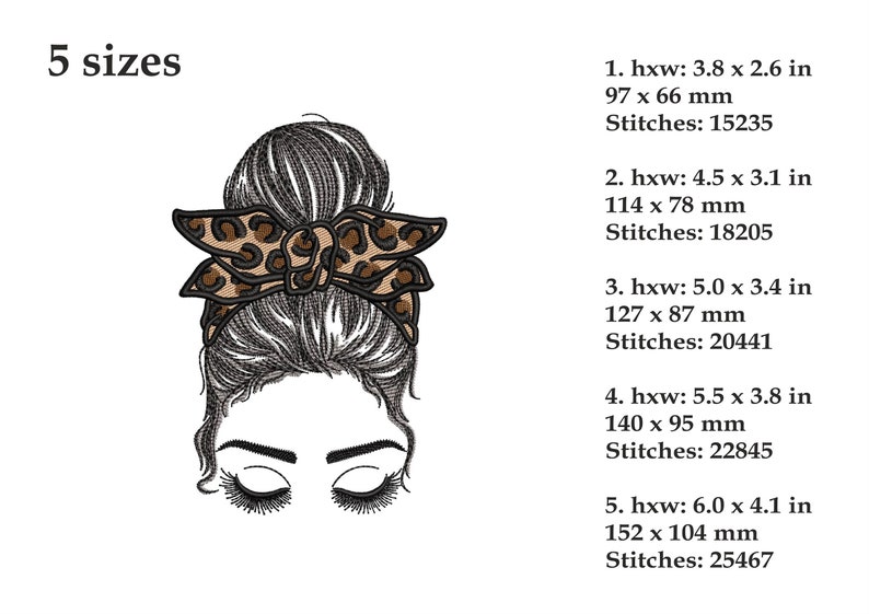 Messy Bun Mom Embroidery Design, Girl With Lashes Embroidery File, Mom ...