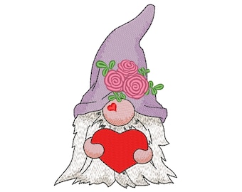 Valentine Gnome Embroidery Design Happy Valentine's Day | Etsy
