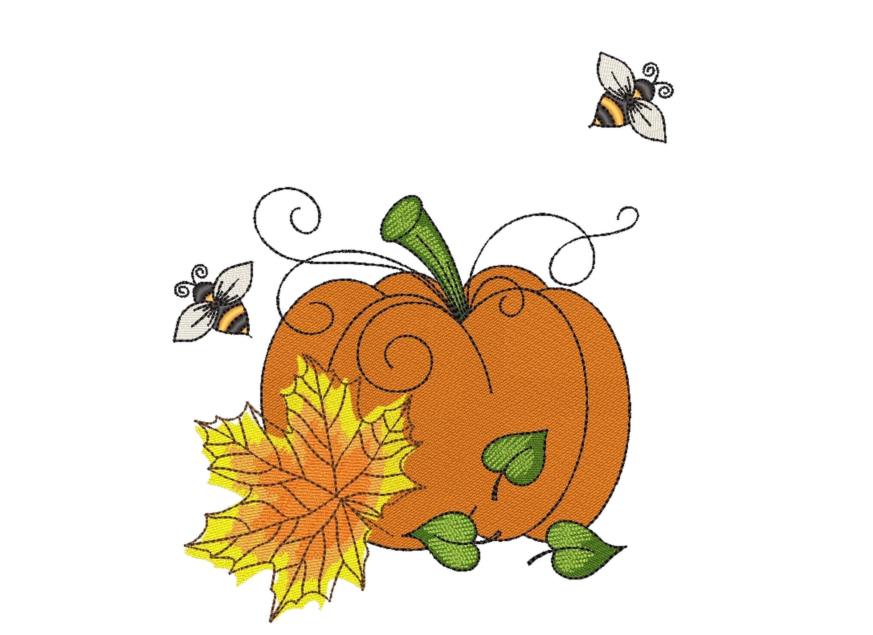 Pumpkin Embroidery Design 5 Sizes Instant Download - Etsy