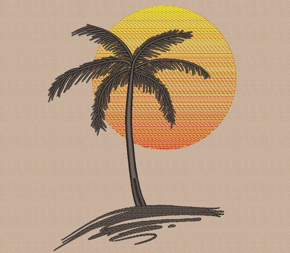 Palm Tree Embroidery Design Summer Embroidery - Etsy