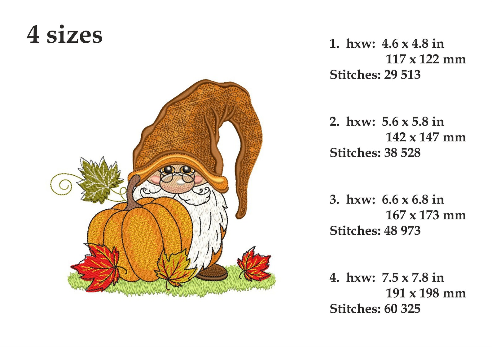 Fall Gnome With Pumpkin Embroidery Design Autumn Gnome - Etsy