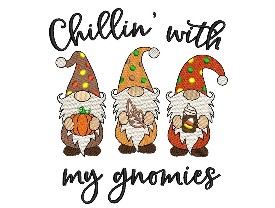 Fall Gnomies Embroidery Design, Chilling With My Gnomies Embroidery ...
