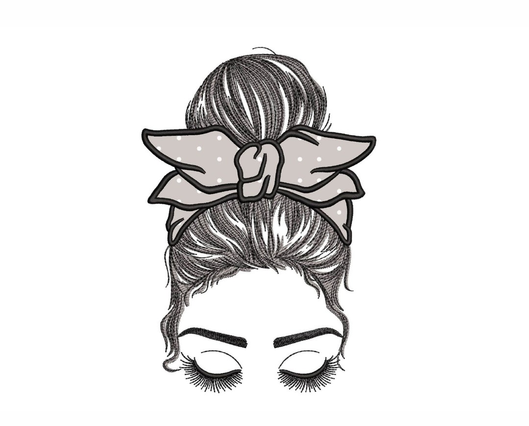 Messy Bun Mom Applique Embroidery Design, 3 Sizes, Instant Download - Etsy