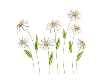 Half Daisy Flowers Embroidery Design, Floral, Machine Embroidery File ...