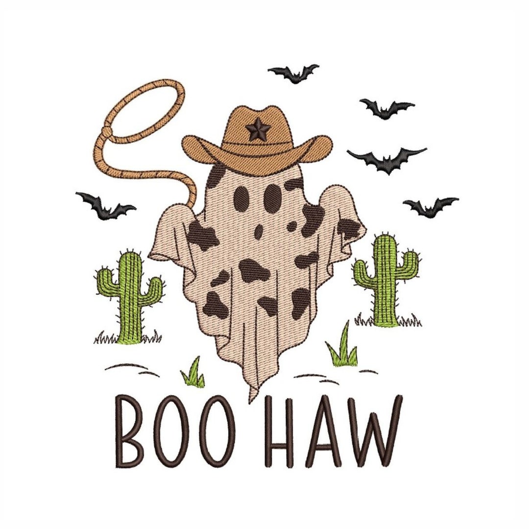 Boo Haw Embroidery Design, Halloween Western Embroidery, Halloween ...