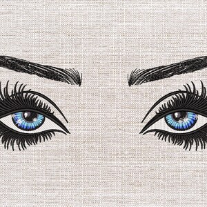 Eyes Embroidery Design, Eyelashes Embroidery Design, 6 Sizes, Instant ...
