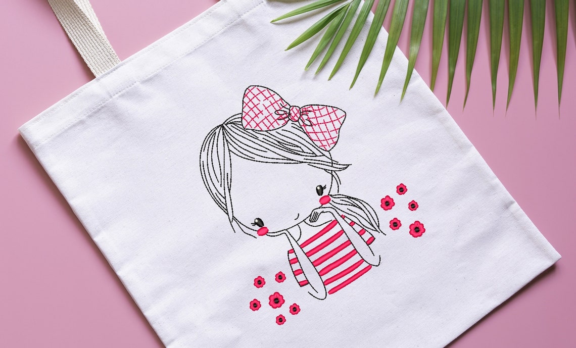 Cute Girl Embroidery Design 5 Sizes Instant Download - Etsy