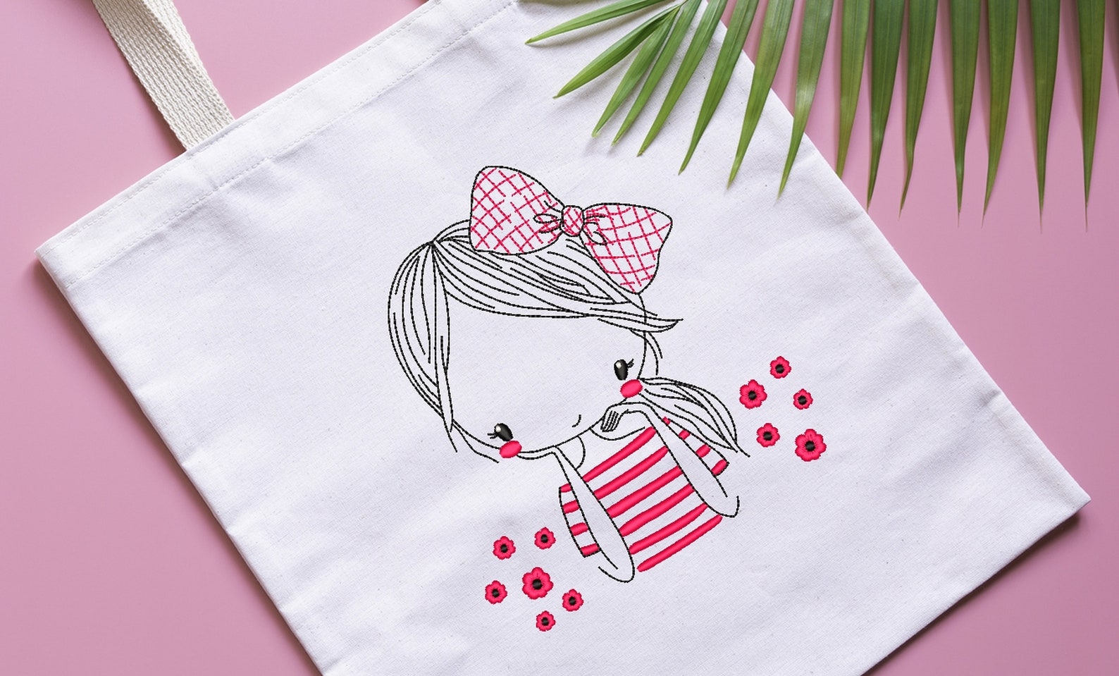 Cute Girl Embroidery Design 5 Sizes Instant Download - Etsy