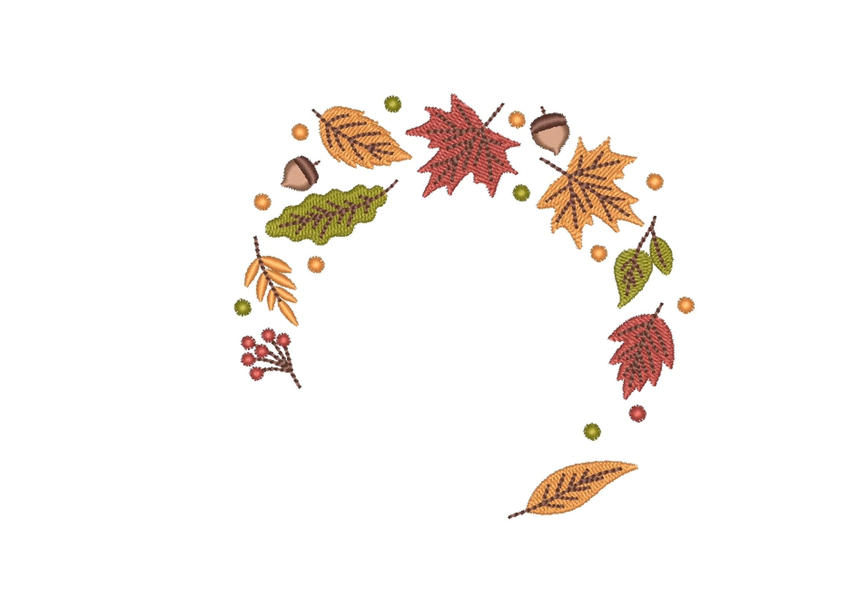 Fall Monogram Machine Embroidery Design Autumn Leaves | Etsy