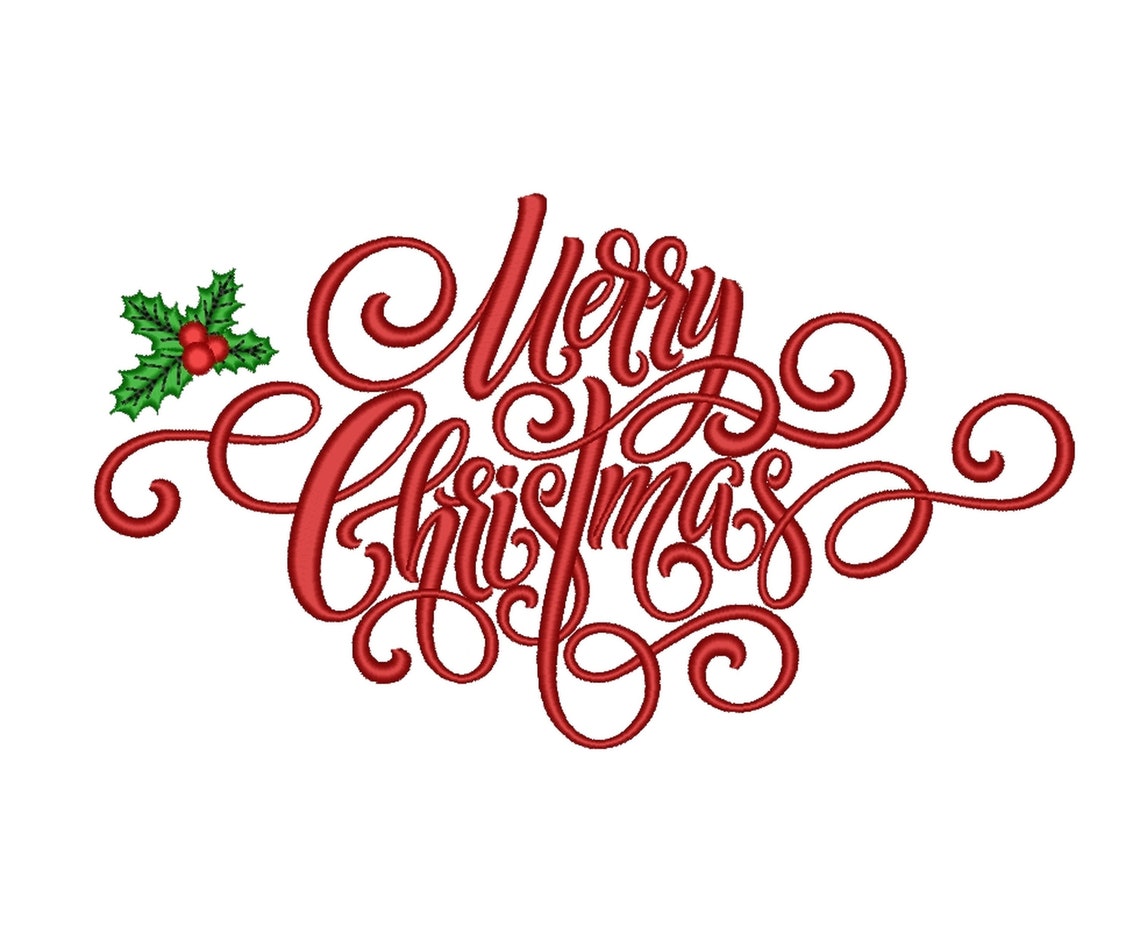 Merry Christmas Machine Embroidery Design 4 Sizes Instant - Etsy