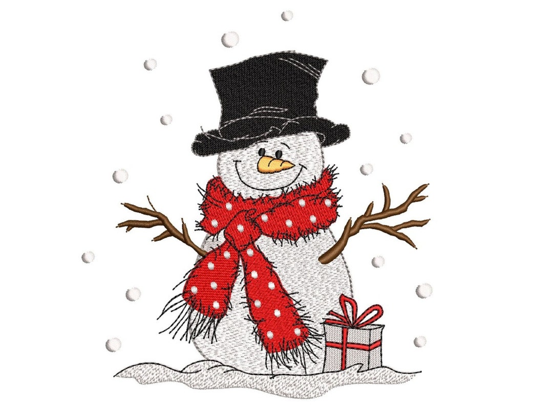 Snowman Embroidery Design, Christmas Embroidery File, 3 Sizes, Instant ...