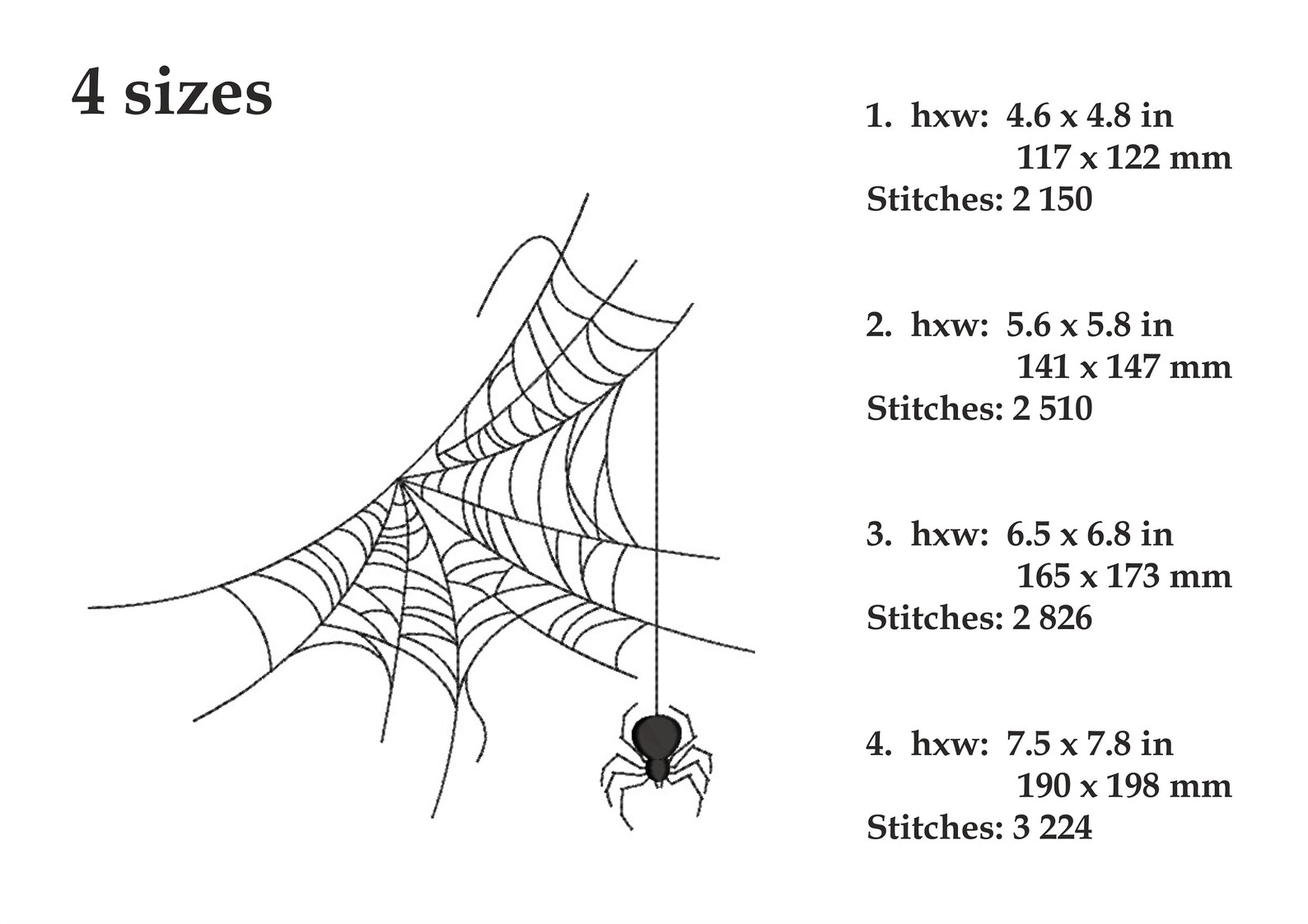 Spider Web Embroidery Design, Halloween Embroidery File, 4 Sizes ...
